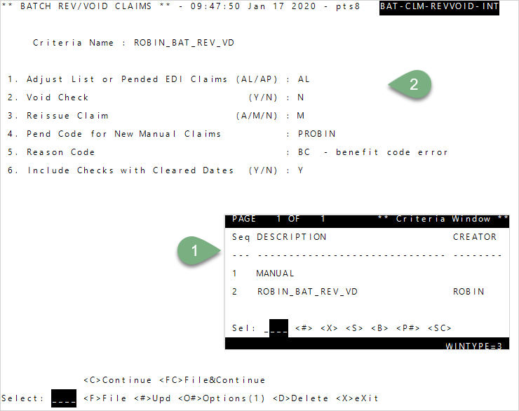 Reverse and void a claims batch