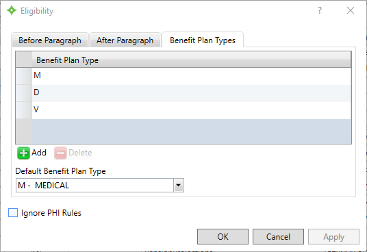 Benefit plan types for portal pages